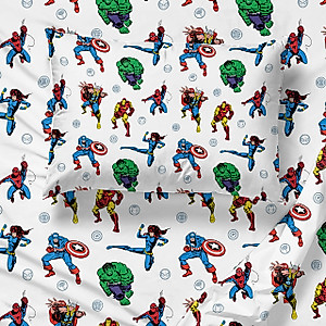 Jay Franco Marvel Avengers Fighting Team Full Sheet Set - 4 Piece Set Super Soft and Cozy Kid's Bedding - Fade Resistant Microfiber Sheets (Official Marvel Product)