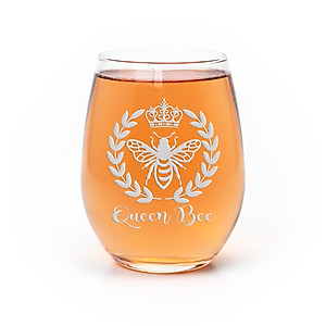 Queen Bee Stemless Wine Glass - Queen Bee Gift, Boss Gift, Girl Power Gift, Girl Boss Gift, Queen Bee Wine Glass, Boss Wine Glass