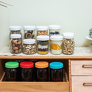 Jumterlee 18 Pack White Plastic Mason Jar Lids with Silicone Rings, 9 Wide Mouth & 9 Regular Mouth Mason Jar Lids,Plastic Canning Lids, Fit Ball,Kerr and More (White)