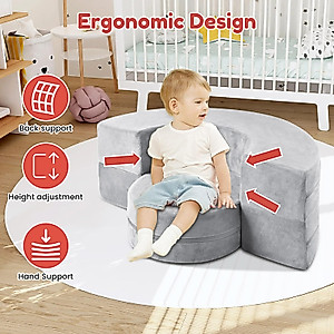 Kids Chairs for Toddler, 2-in-1 Toddler Soft Sherpa Couch, Convertible Sofa to Lounger for Girls and Boys