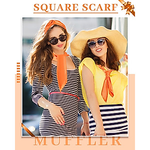 2pcs Orange Large Square Scarf Halloween Costume Head Scarf Neck Scarf Skinny Scarf Headscarf for Men Women, 35 x 35 Inch