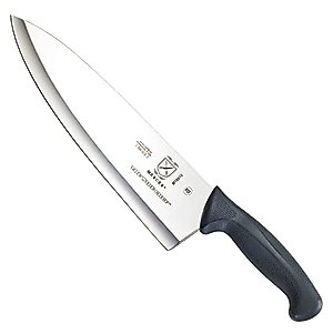 Mercer Culinary M18010 Millennia Black Handle, 10-Inch Wide Hollow Ground, Chef's Knife