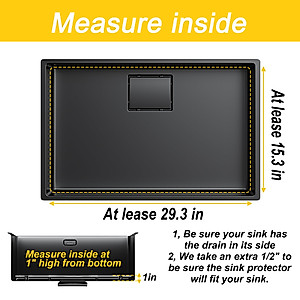 Large Metal Sink Protector for Kitchen Sink,Stainless Steel Sink Bottom Rack 28.8" X 14.8",Kitchen Sink Grate with Side Drain Hole, Kitchen Sink Grid with Strainer for Single Bowl