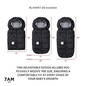 7AM Enfant Stroller Blanket 212 - Adjustable Baby Car Seat Zipped Blanket for Babies Winter, Unisex Multi Purpose Fleece Lined Warm Hooded Toddler Footmuff Water Repellent | (6M - 4T)
