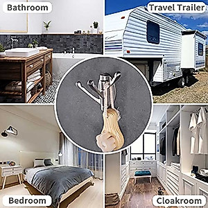 Angle Simple Folding Towel Hook Brushed Nickel, Metal 3 Arms Swivel Hook, Flexible Robe Coat Hook, Space Saving Wall Hook for Bathroom RV