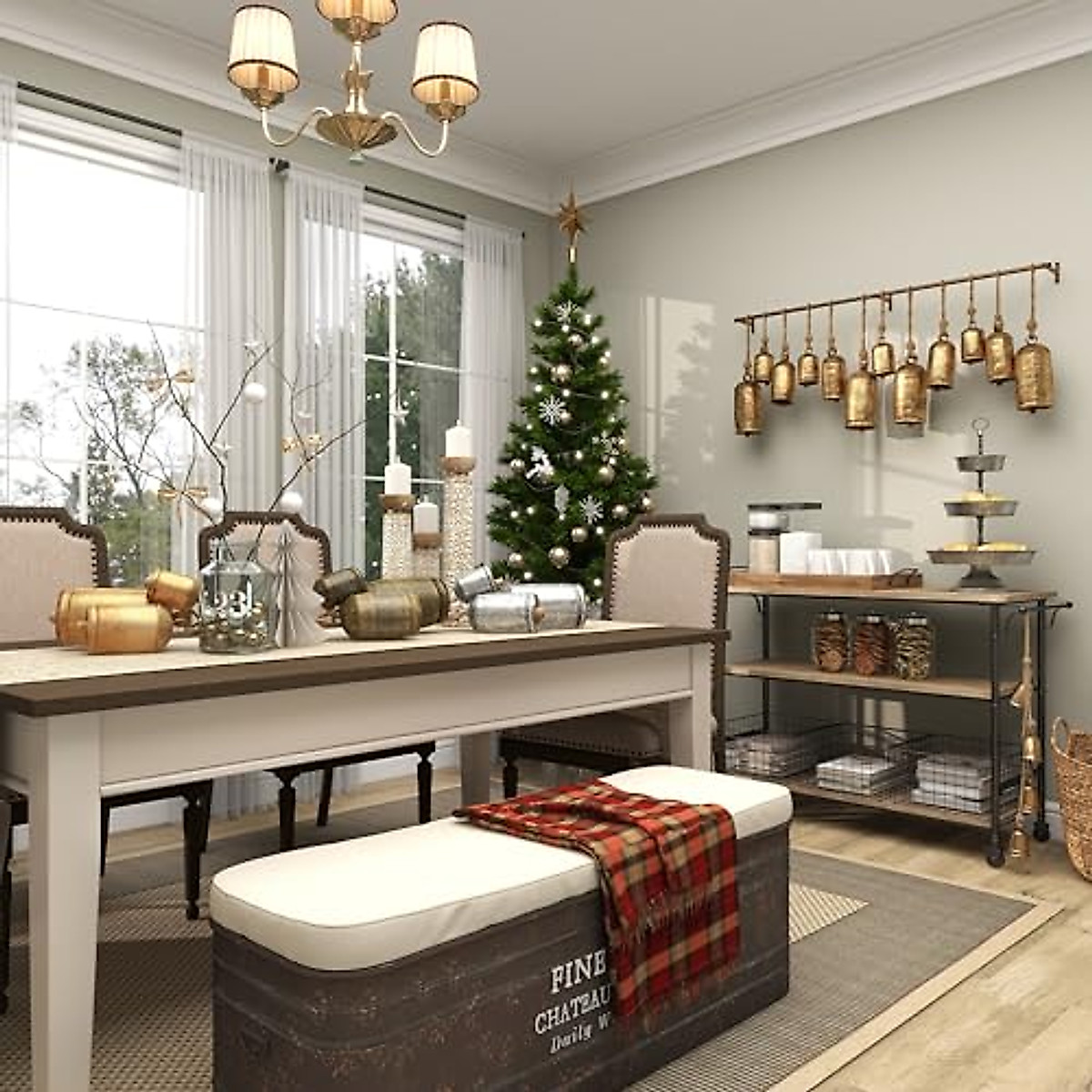 Deco 79 Rustic Metal Cowbell Decorative Bells, 5", 4", 3"H, Silver