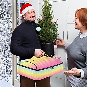 Kcldeci Insulated Thermal Food Carrier Insulated Casserole Carrier for Hot or Cold Food,Rainbow Blurred Insulated Tote Bag for Potluck Cookouts Parties Picnic,Lasagna Lugger