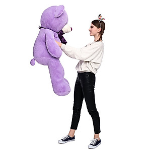 MaoGoLan Giant Purple Teddy Bear 47 inch Life Size Bear Stuffed Animal Plush Toy Valentines Bear for Girls Girlfriend Wife Children Teens