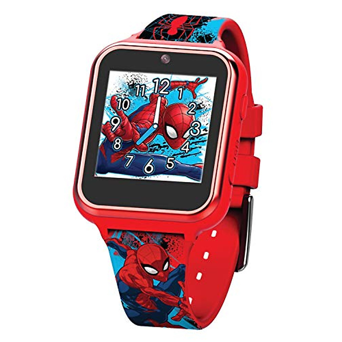 Accutime Kids Marvel Spider-Man Red Educational Touchscreen Smart Watch Toy for Boys, Girls, Toddlers - Selfie Cam, Learning Games, Alarm, Calculator, Pedometer, and More (Model: SPD4588AZ)