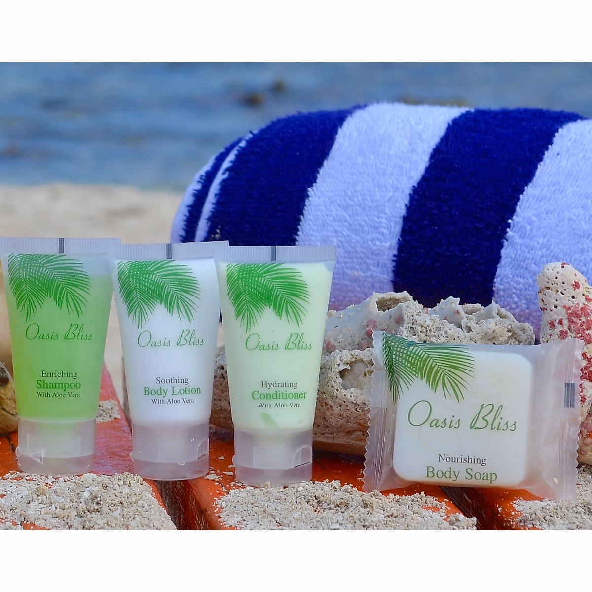 100 pcs Hotel Amenities Bundle: 25 Bath Bars, 25 Shampoo, 25 Conditioner, 25 Lotion - Bulk Mini Travel Size Guest Supplies Set