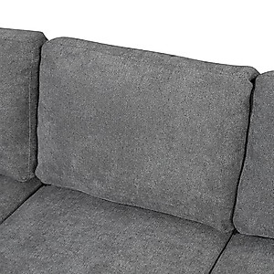 Acosure 109" U-shaped Sectional Pull-out Sofa Bed with Storage Chaise,2-in-1 Convertible Couch W/ 4 Back Pillows & 2 USB Ports,Luxurious Sleeper Furniture Set for Living Room Large Space,Grey Chenille