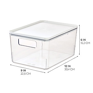 iDesign Pantry Bin with Removable Lid - Plastic Storage Bin with Handles - Clear/White