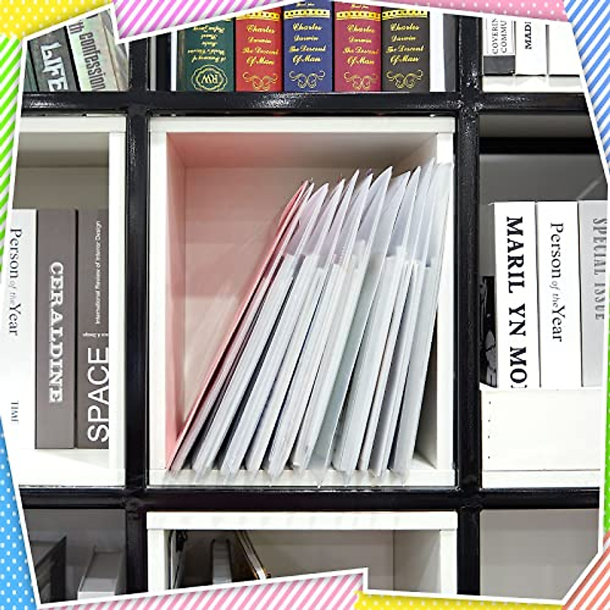 36 Pcs 12 x 12 Inch Scrapbook Paper Storage Scrapbook Paper Organizer Clear Loading Files Plastic Paper Holder with 4 Sheets Clear PVC Customizable Tabs for Holding Paper, Vinyl Paper, Photos