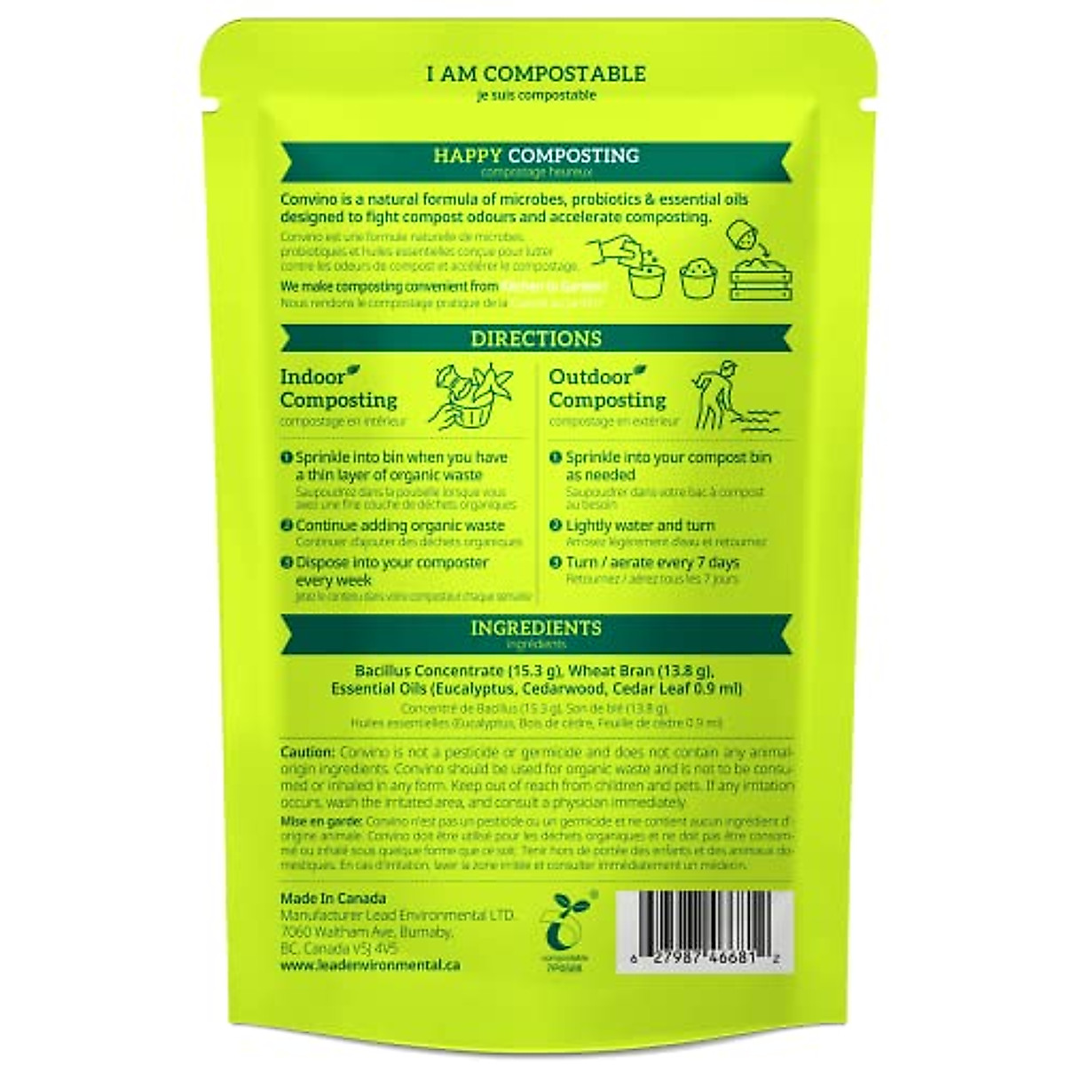Convino: A Compost Starter/Accelerator Which Help to Reduce Kitchen Waste Odor and Convert Yard Waste to Fertile Humus for All Composting Systems. Comes in 1 Package That Contains 4 Packets Inside