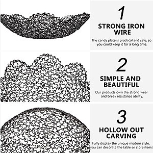 Hemoton Decorative Bowls for Home Decor and Centerpieces- Gold Vegetable Fruit Bowl for Kitchen Counter, Table Centerpieces for Dining Room and Living Room Decor, Fruit Basket for Kitchen (Black)