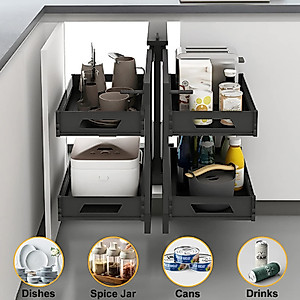 Blind Corner 4 Tray Shelf Slide Out Kitchen Cabinet Organizer Pull Out Blind Corner Cabinet with Soft Close Pull Out Left Or Right Handed Open Kitchen Pull Out Shelf Organiser