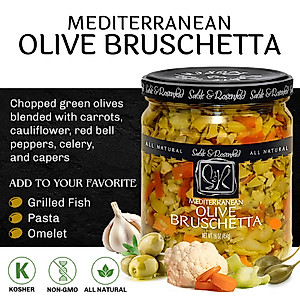 Mediterranean Olive Bruschetta - Gluten-Free Green Olive Sandwich Spread with Olive Oil for Muffuletta, Sandwiches, Dips, Crackers, Salads, & Appetizers, Kosher - Sable & Rosenfeld - 16 Oz (Pack 1)