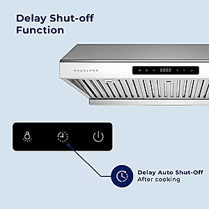 Hauslane | Chef Series 30” PS10 Under Cabinet Range Hood | PRO PERFORMANCE | Stainless Steel Electric Stove Ventilator | 3 Speed Exhaust Fan, Bright LED Lights & Delay Auto Shut-Off