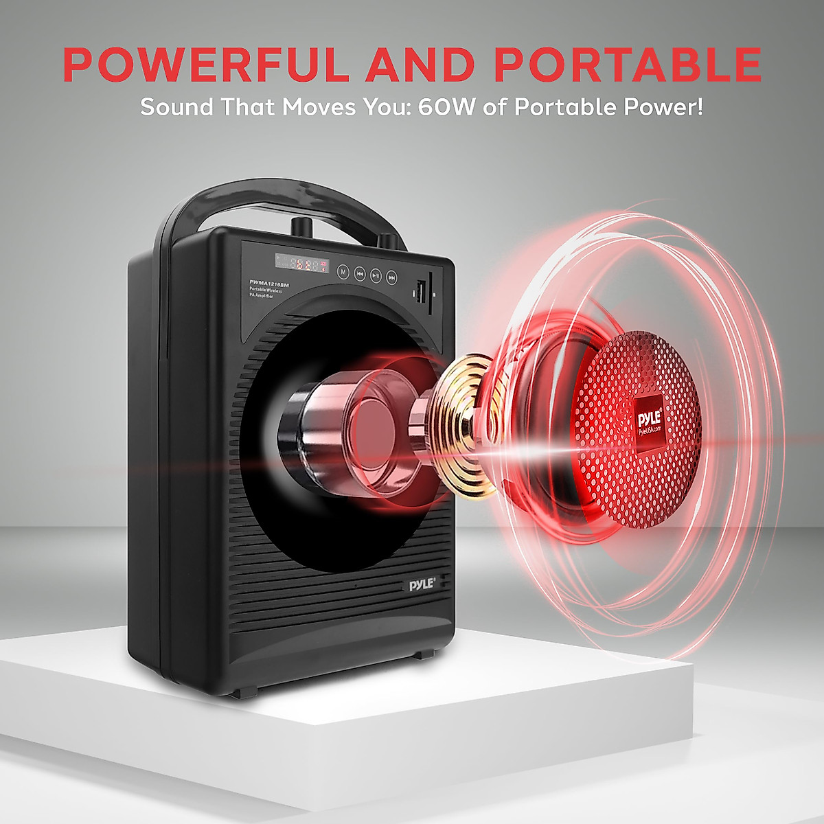 Pyle Portable Outdoor PA Speaker Amplifier System & Microphone Set with Bluetooth Wireless Streaming, Rechargeable Battery - Works with Mobile Phone, Tablet, PC, Laptop, MP3 Player - PWMA1216BM, BLACK