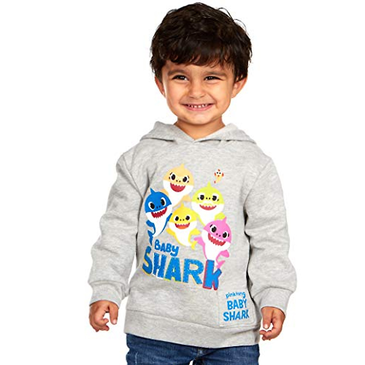 Pinkfong Baby Shark Little Boys Fleece Pullover Hoodie Grey 6