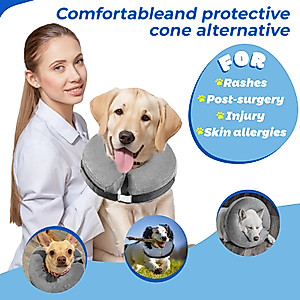 Dog Inflatable Cone Collar for Large Dogs,Grey