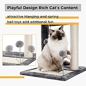 PAWZ Road Cat Scratching Post Bed, Featuring with Soft Perch Sisal-Covered Scratch Posts and Pads with Play Ball Great for Kittens and Cats