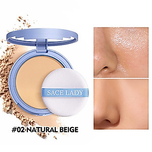 SACE LADY 2Pcs Face Make Up Set, Flawless Matte Foundation and Oil Control Pressed Powder, Lasting Coverage Waterproof Natural Cosmetics Kit