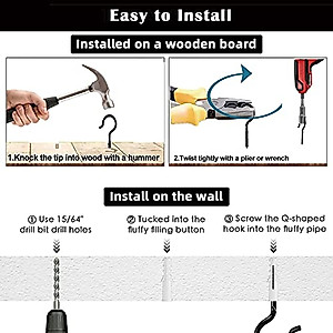 Bunhum Screw Hooks for Hanging Outdoor Lights, Q-Hanger Ceiling Hooks for Outdoor String Lights, Screw-in Eye Wall Hooks for Handing Plant Christmas Light Cup Led Wire Wind Chimes (Pack of 20)