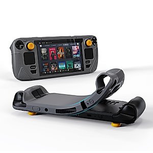 Syntech Protective Case Compatible with Steam Deck Accessories Console OLED/LCD, All-Round Protection with Non-Slip Thumb Grips, Silicone Cover for Enhanced Fit and Alignment-Gray