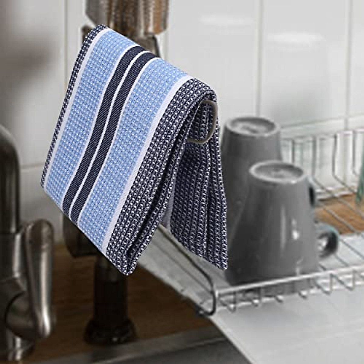 Kitchen Towel, Dish Towel, Tea Towel, Dish Towel For Kitchen, Fall Kitchen Towel, Cotton Quick Dry Kitchen Bar Towels, Super Soft & Absorbent Kitchen Dish Towels - 18x28 Inch 6 Pack - Sky Blue Navy