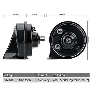 Car Horn Compatible with Ford,12V Waterproof Snail Horn 110-125db High/Low Tone(With Three pairs of Horn Plug)