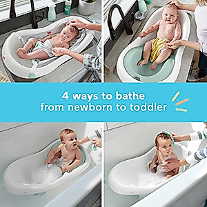 Fisher-Price Baby To Toddler Bath 4-In-1 Sling ‘N Seat Tub With Removable Infant Support And 2 Toys, Climbing Leaves [Amazon Exclusive]