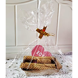 Valentine's Day Baskets For Gifts Empty, 12 PCS Sturdy Diy Kraft Market Tray Cardboard Basket To Fill Bulk with 12 clear plastic bags, 12 PCS gold bows for Valentine's Day,Easter, Birthday,Wedding