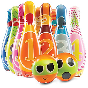 Play22 Kids Bowling Set with Carrying Bag - Colorful 12 Piece Toy Bowling Set - Sturdy Soft Foam Set - Includes 10 Pins and 2 Balls – Childrens Bowling Set & Toddler Bowling Set - Original