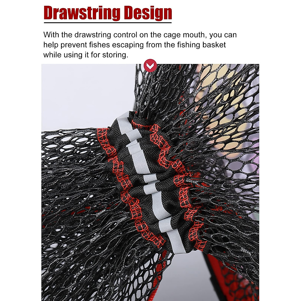 LJHU Fishing Keep Net Cage Rubber Fishing Keep Net Trap, Universal Foldable Fishing Basket Mesh, Drawstring Opening Design Fish Accessories Tool for Kayak/Minnows (Size : 2.5m x 35cm/8.2ft x 13.8in)