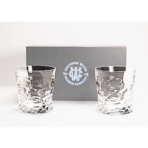 Christopher Walton The Admiral. Handmade Bourbon Rocks Glass, 9oz, Set of 2 in Gift Box