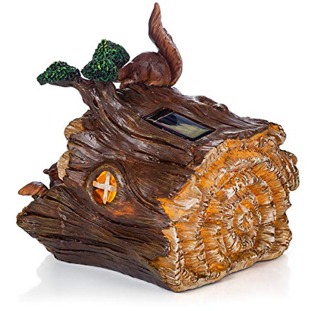 VP Home Tree Trunk Fairy House Solar Powered LED Outdoor Decor Garden Light & Mushroom Fairy House Solar Powered Outdoor Decor LED Garden Light