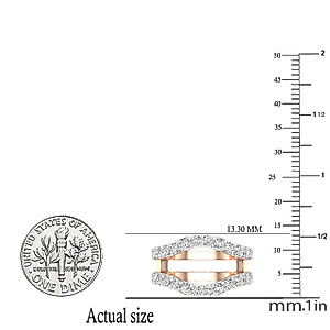 Dazzlingrock Collection 1.75 Carat (ctw) Round Lab Grown Diamond Ladies Wedding Enhancer Guard Double Ring, 10K Rose Gold, Size 6.5