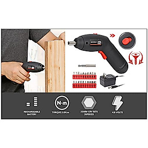 Small Home Tool Kit included Battery Screwdriver Cordless Women's Tool Kit with Case-SAVWAY P7994 Hand Tool Set with Black Toolbox for DIY Projects