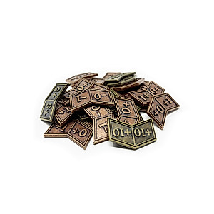 Citadel Black MTG Buff Counters Expansion Set of 30 Metal Tokens - with Velvet Drawstring Pouch, Antique Gold & Copper Finish Metal Tokens, Magic: The Gathering