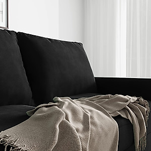 SILKIR 2-Person Loveseat Sofa Couch for Living Room | Perfect for: Apartment/Studio/Office & Small Space | Velvet Fabric | Fast and Easy Assembly | Warranty (Black) Modern Contemporary Mid-Century