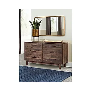Signature Design by Ashley Calverson Mid-Century Modern 6 Drawer Dresser, Mocha Brown
