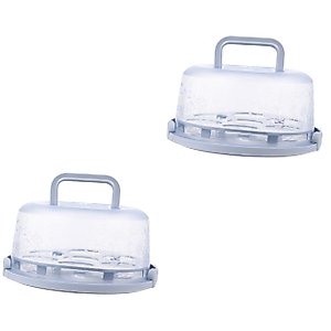 SOLUSTRE 2 Sets Portable Cake Box Cake Carrier Cake Stand with Lid Containers with Lids Cake Storage Container Pie Cup Cake Tier Stand Veggie Tray Cake Holder Flan Cake Pan Handheld Plastic