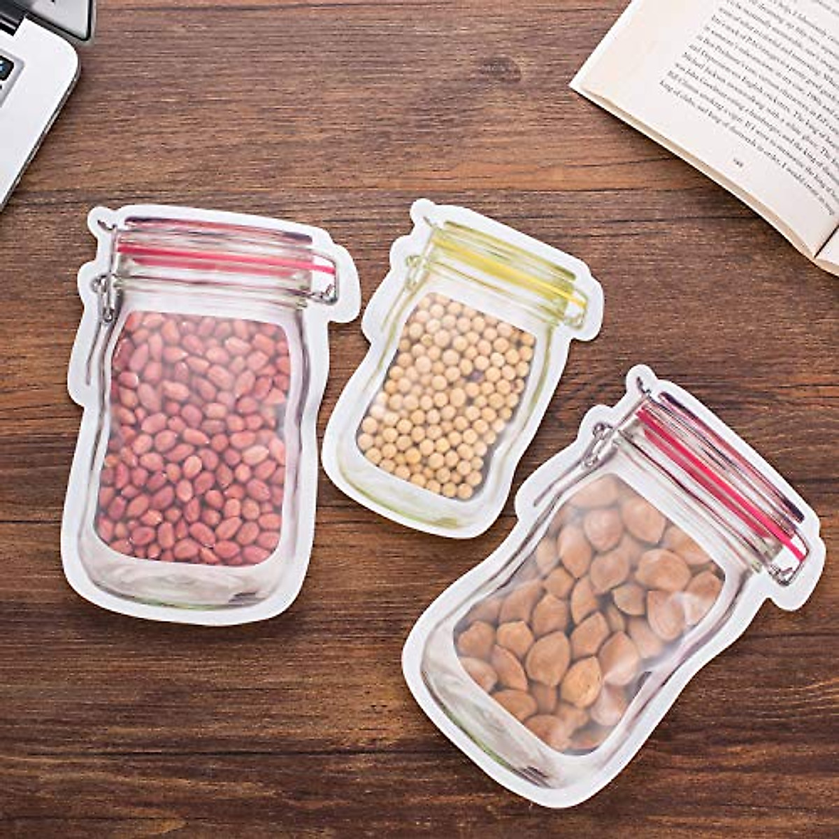 Arssilee Reusable Mason Jar Bottles Bags (20 Counts/500ml x10+ 150ml x 10) kitchen organizer Children's snacks Snacks, bread, cookies, fresh bags Food storage Bags Travel Camping