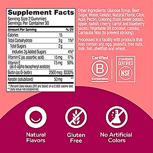 OLLY Undeniable Beauty Gummy, For Hair, Skin, Nails, Biotin, Vitamin C, Keratin, Chewable Supplement, Grapefruit, 30 Day Supply - 60 Count