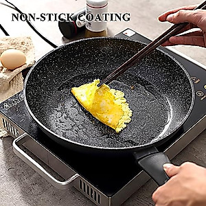 Nonstick Frying Pan Skillet,8 Inch Non Stick Granite Fry Pan Egg Pan Omelet Pans,Stone Cookware Chef's Pan with Heat-Resistant Handle,100% APEO&PFOA Free,Induction Compatible
