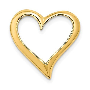 Diamond2Deal 14k Yellow Gold Large Floating Heart Chain Slide Pendant fine Jewelry Gift for Women