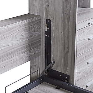 Unique Twin Size Murphy Bed with Storage Shelves and Drawers, Multiple Storage Bed Suitable for Guest Room, Office, Apartment