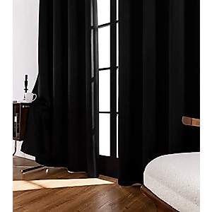 Rutterllow Blackout Curtains for Bedroom, Thermal Insulated Room Darkening Curtains 2 Panels for Living Room, Grommet Top (52x84 Inch, Black)