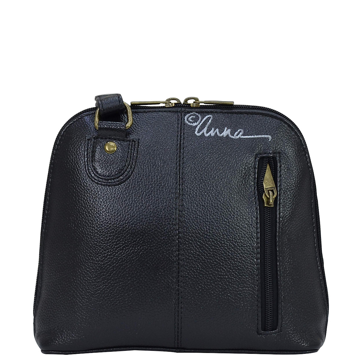 Anna by Anuschka Women's Leather Small Zip-Around Handbag, Multi Compartment Organizer, Butterfly Black